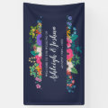 Colorful Flowers Navy Blue Wedding Welcome Banner | Zazzle