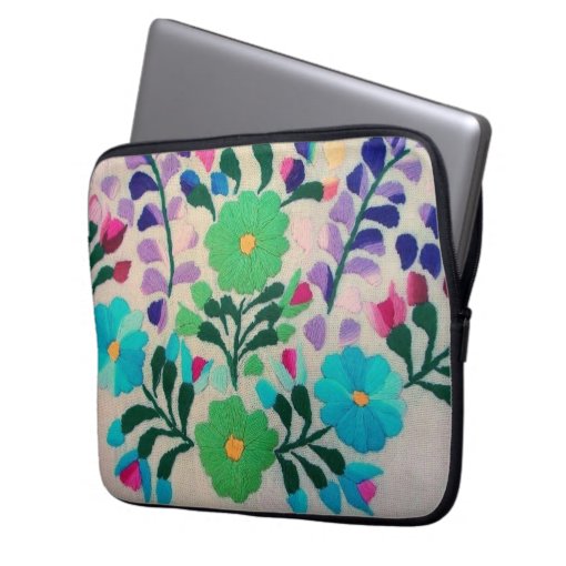 Colorful Flowers Pattern Laptop Sleeve | Zazzle