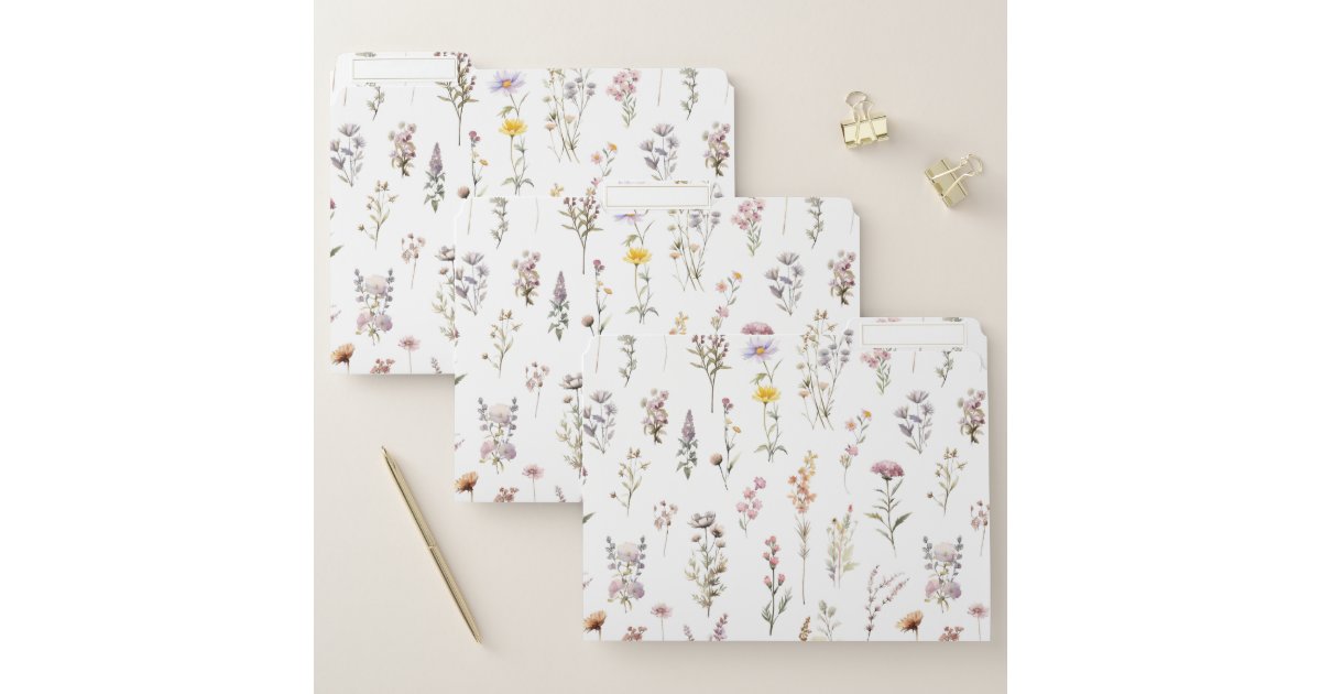 Colorful Flowers, Wildflowers, Garden Flowers File Folder | Zazzle
