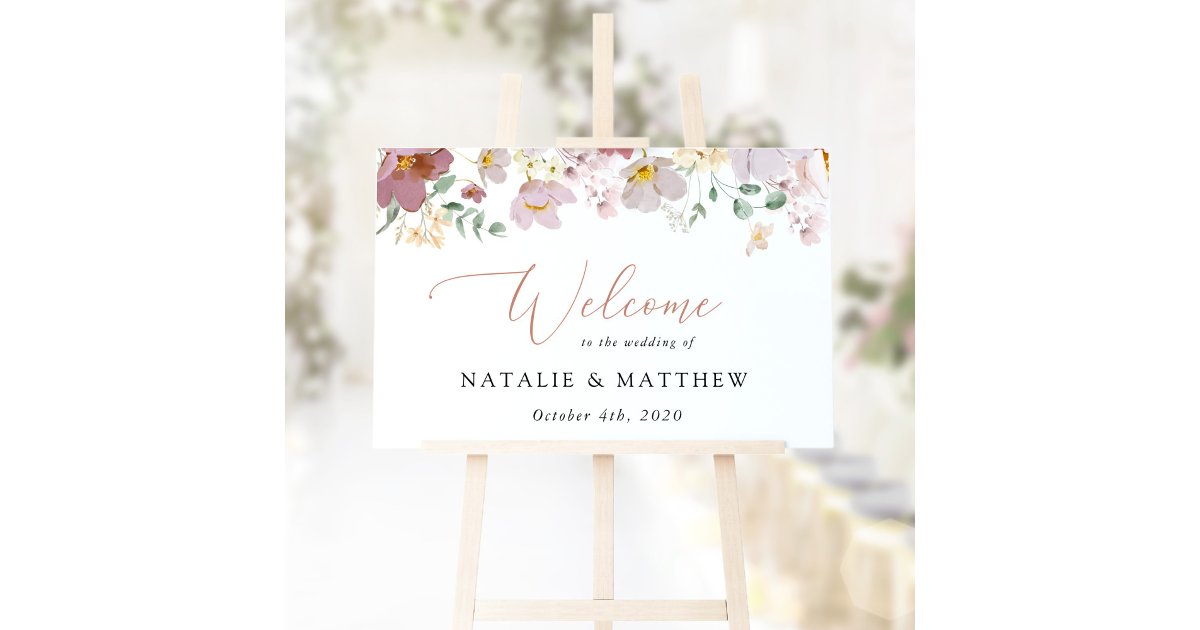 Colorful Flowers, Wildflowers, Wedding Welcome Poster | Zazzle