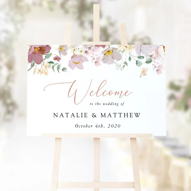 Colorful Flowers, Wildflowers, Wedding Welcome Poster | Zazzle