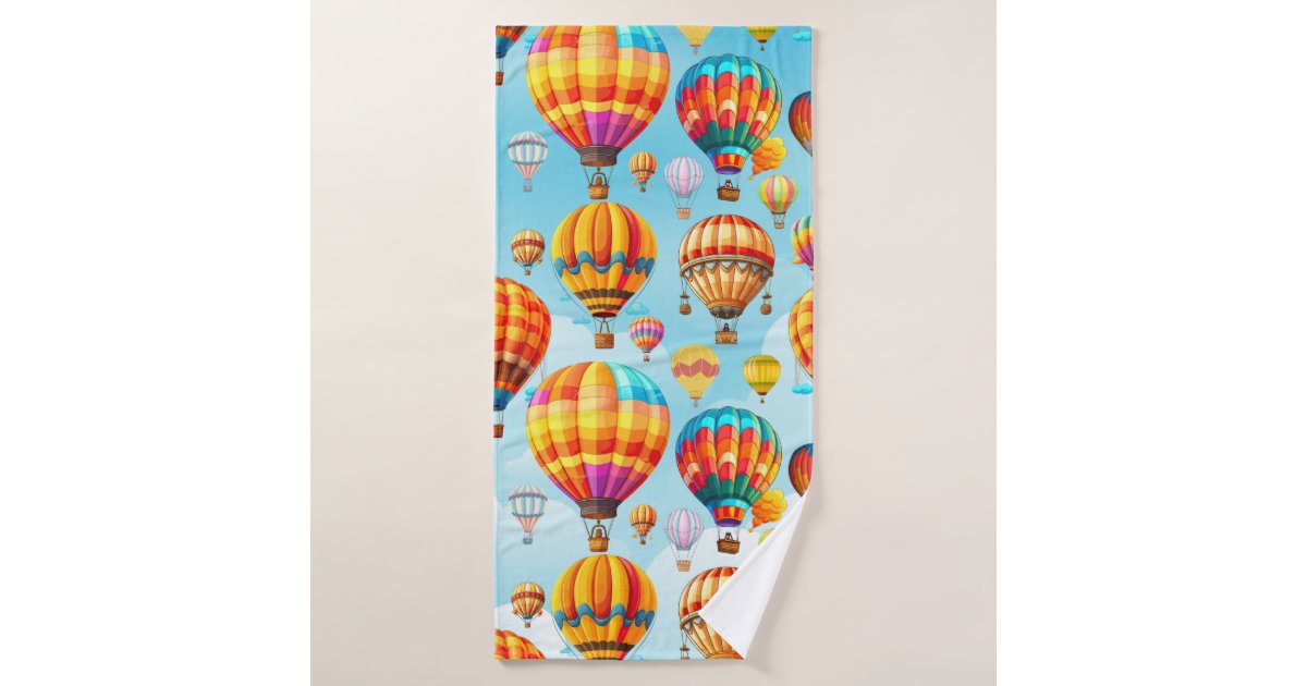 Colorful Flying Hot Air Balloon Bath Towel Set | Zazzle