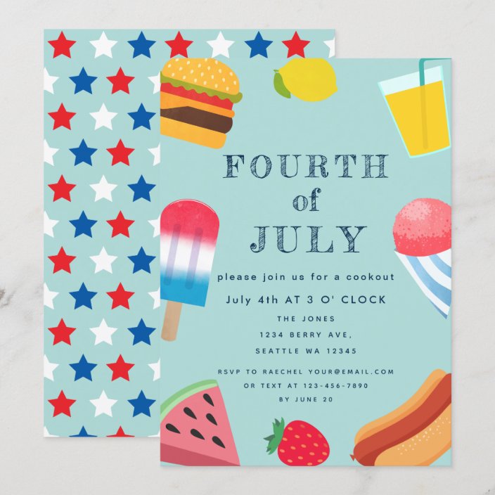 Colorful Food 4TH of July Cookout Invitation | Zazzle.com