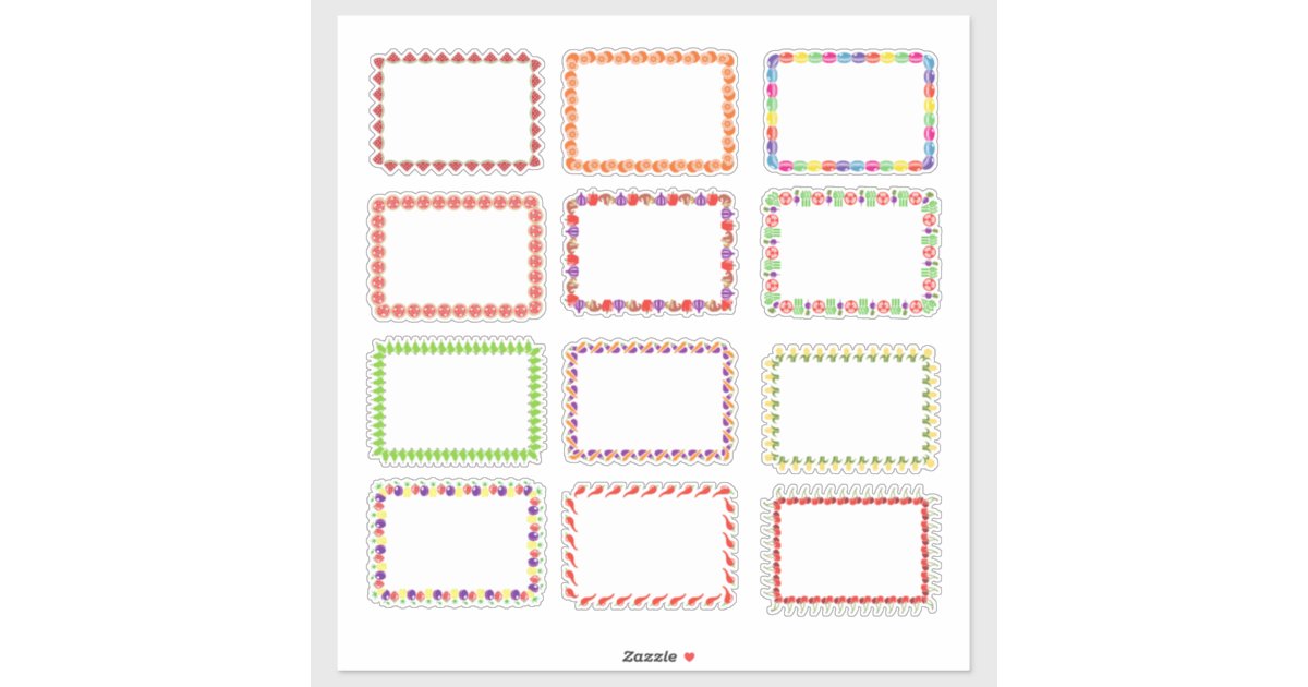Colorful Food Theme Framed Blank Labels | Zazzle