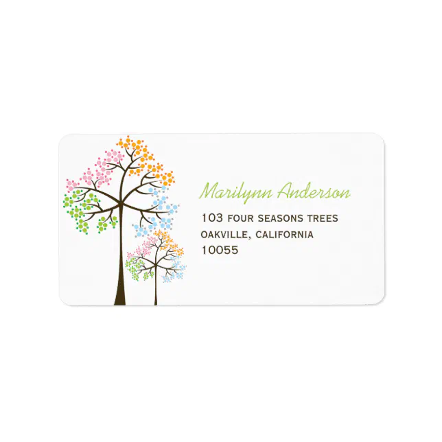 Colorful Four Seasons Trees Wedding Address Labels | Zazzle