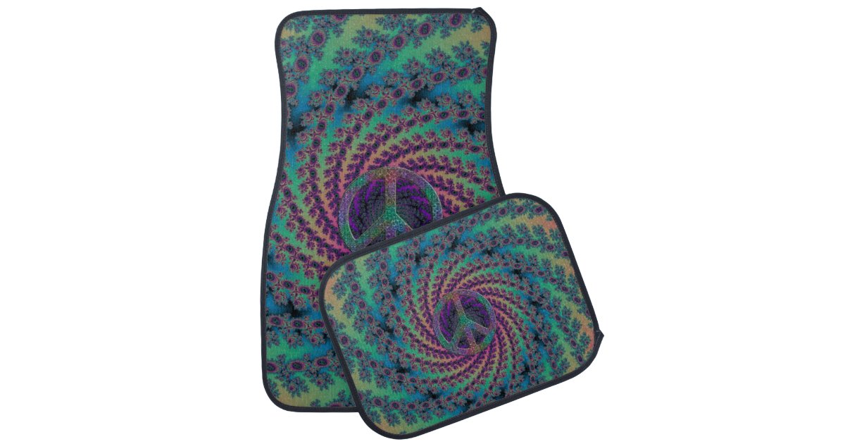Colorful Fractal Peace Sign Car Floor Mats | Zazzle
