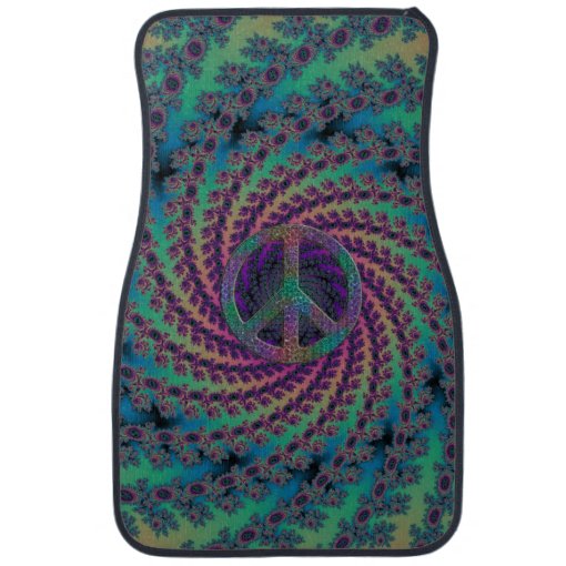 Colorful Fractal Peace Sign Car Floor Mats | Zazzle