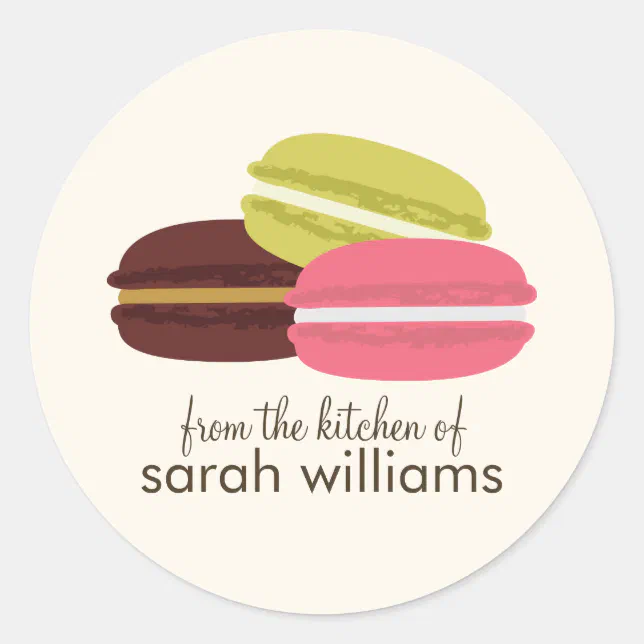 Colorful French Macarons Classic Round Sticker | Zazzle