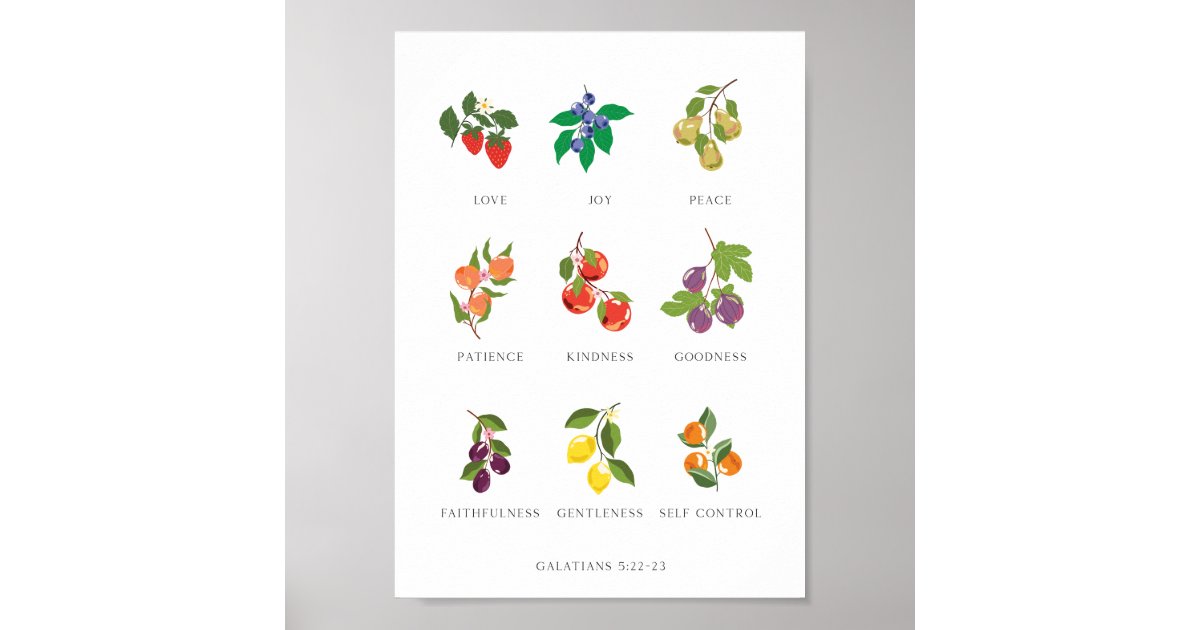 Colorful Fruit of the Spirit Wall Hanging Poster | Zazzle
