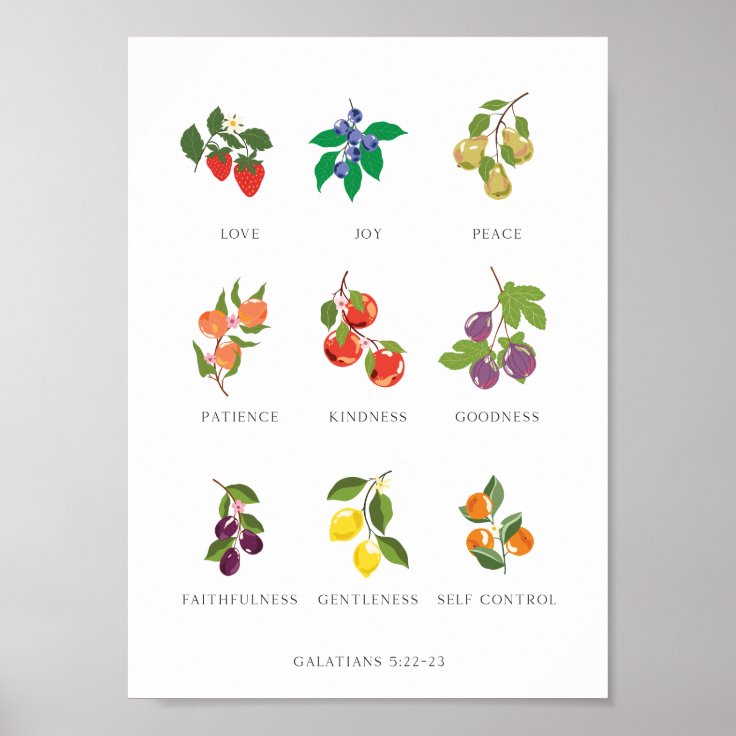Colorful Fruit of the Spirit Wall Hanging Poster | Zazzle