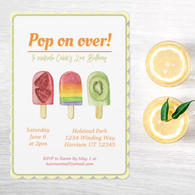 Colorful Fruit Popsicle Summer Birthday Invitation | Zazzle