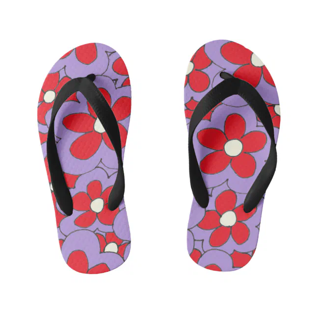 Colorful Fun Bright Flower Design Kid's Flip Flops | Zazzle
