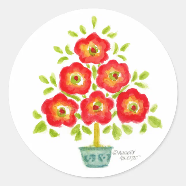Colorful Fun Flowers Christmas Tree Stickers | Zazzle