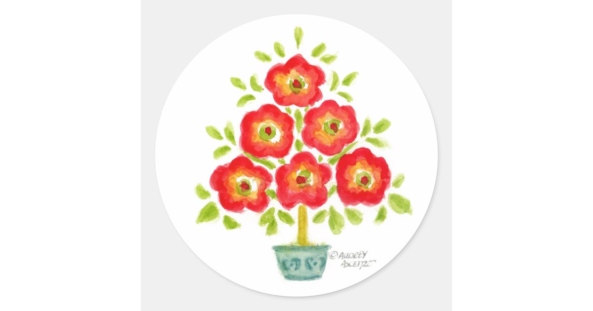 Colorful Fun Flowers Christmas Tree Stickers | Zazzle
