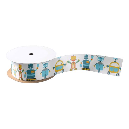 Colorful Fun Robots for Kids Satin Ribbon | Zazzle.com