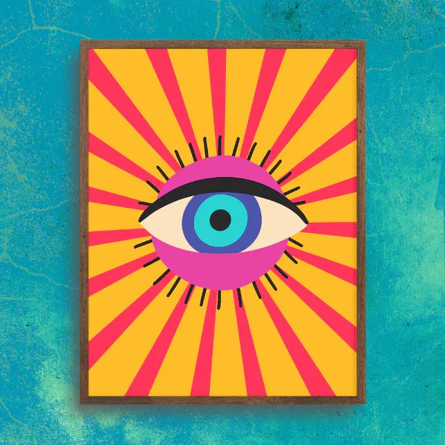 Colorful Funky Evil Eye Poster | Zazzle