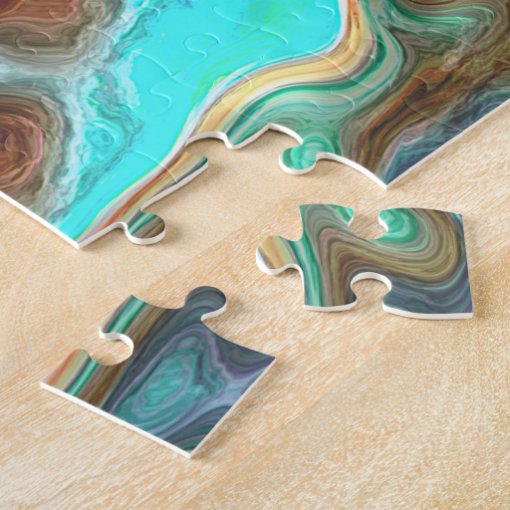 Colorful Funky Fun Faux 3D Blur Waves Art Pattern Jigsaw Puzzle | Zazzle