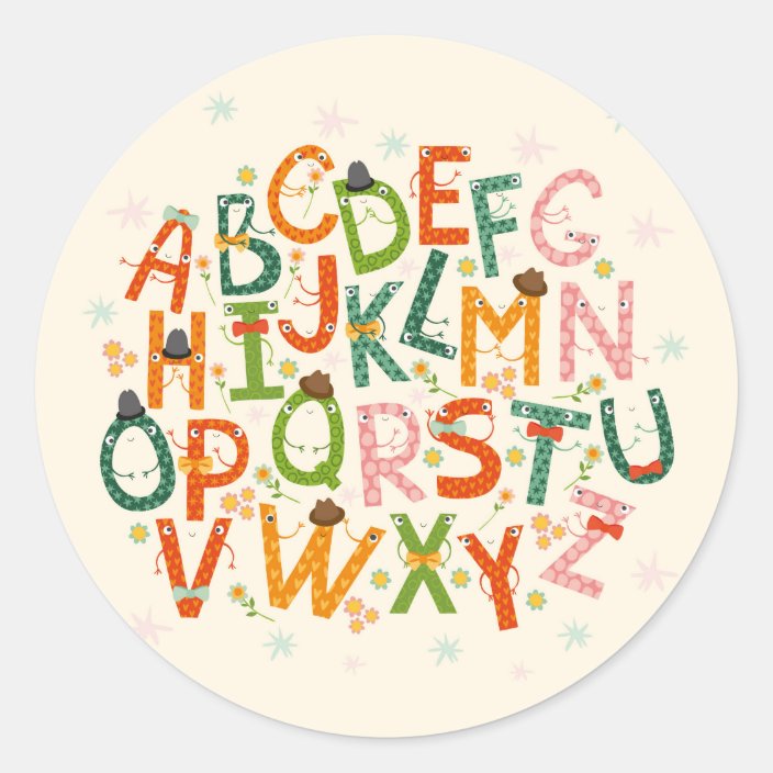 Colorful funny alphabet letters Classic Sticker | Zazzle.com