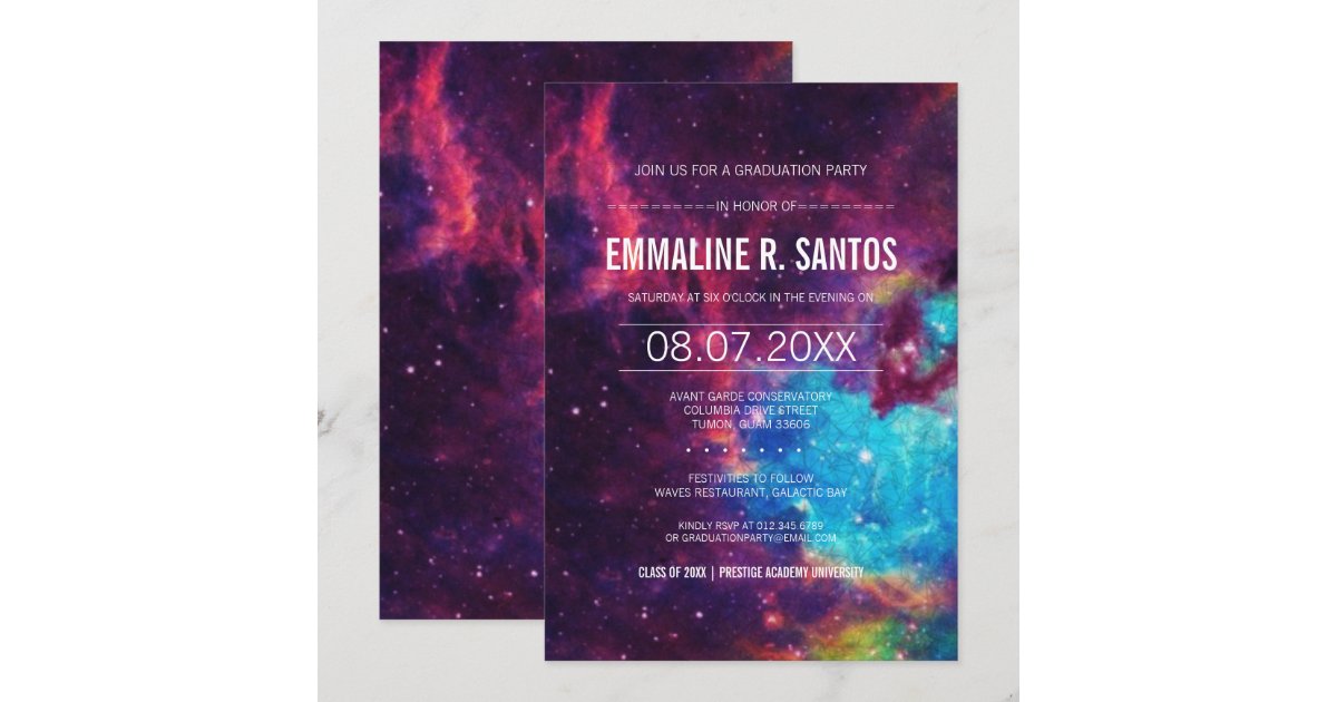 Colorful Galaxy Graduation Party Invite | Zazzle