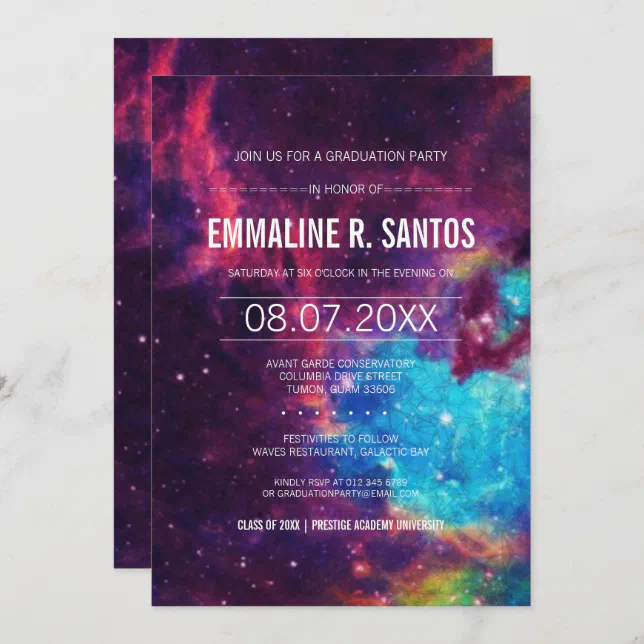 Colorful Galaxy Graduation Party Invite | Zazzle