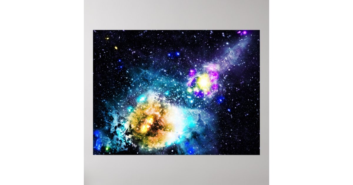 Colorful galaxy space nebula stars illustration poster | Zazzle