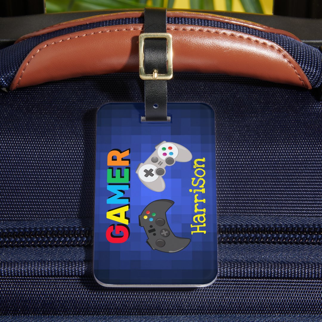 Colorful Gamer Video Game Personalized Luggage Tag | Zazzle