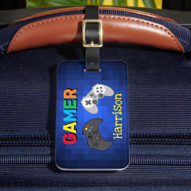 Colorful Gamer Video Game Personalized Luggage Tag | Zazzle