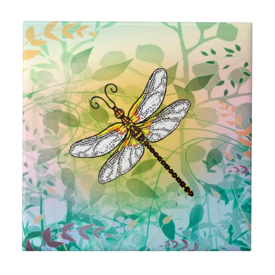 Colorful Garden Dragonfly Ceramic Tile | Zazzle.com