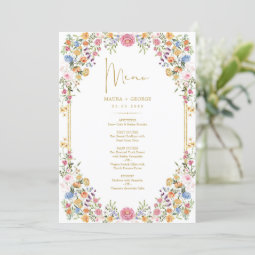Colorful Garden Flowers Spring Wedding Menu Card | Zazzle