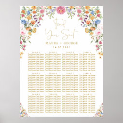 Colorful Garden Flowers Wedding Seating Chart | Zazzle