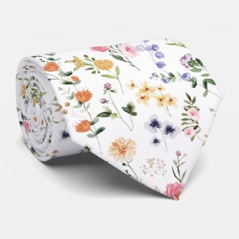 Colorful Garden Flowers Wildflower Spring Meadow Neck Tie | Zazzle