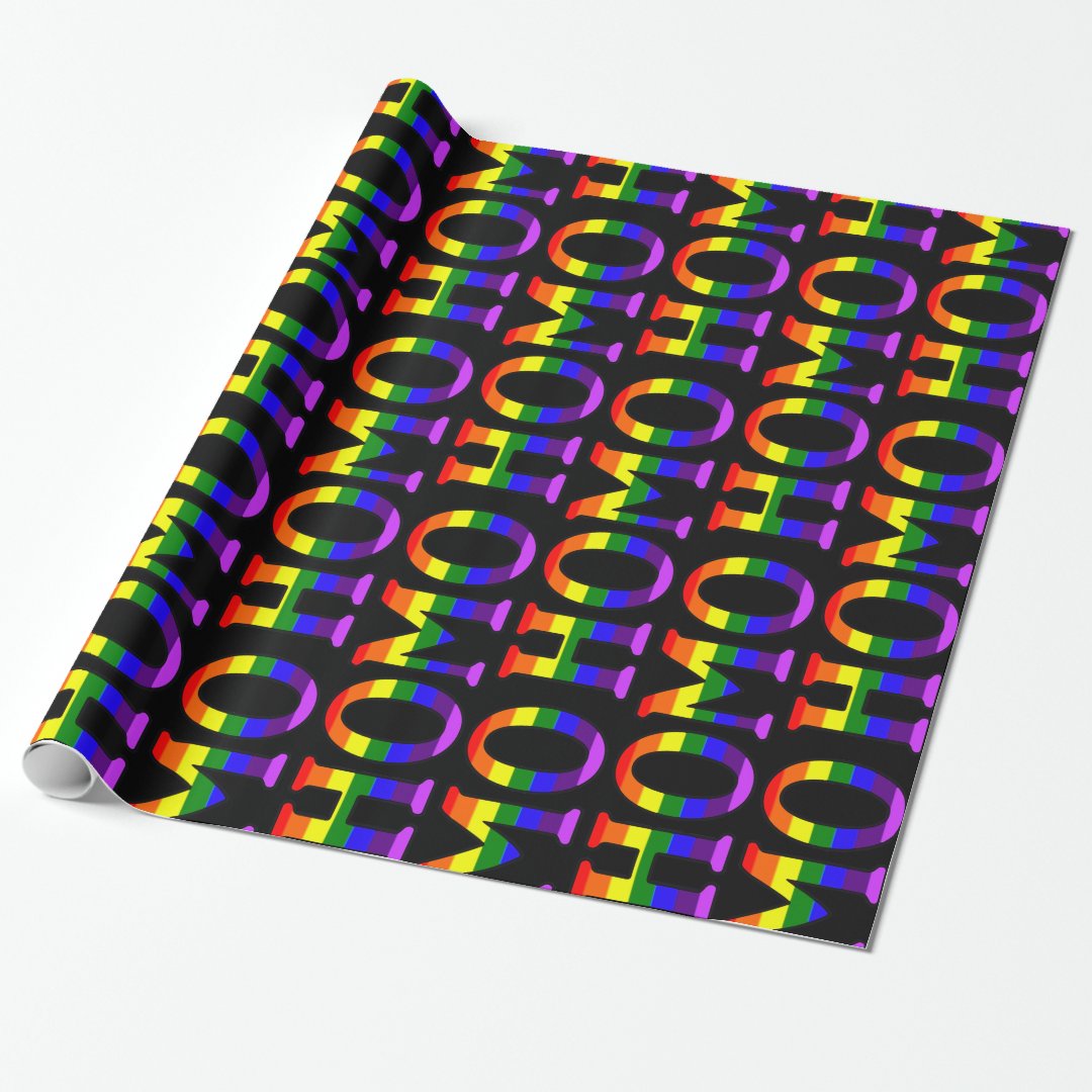 Colorful Gay Rainbow Colors Homo Pattern Wrapping Paper | Zazzle