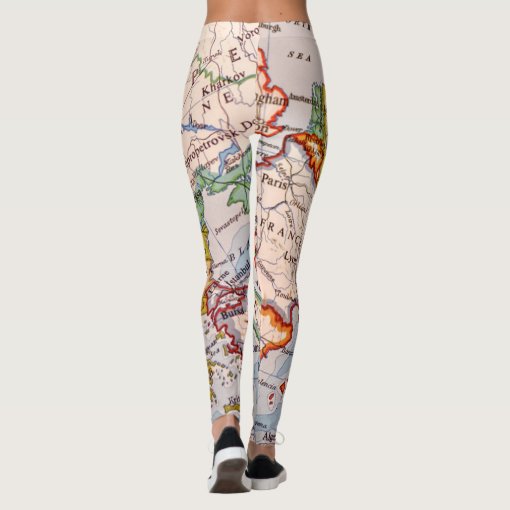 Colorful Geographic World Map Leggings | Zazzle
