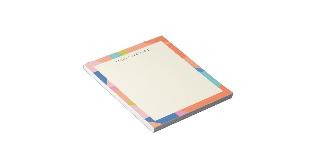 Colorful Geometric Border Personalized Name Notepad | Zazzle