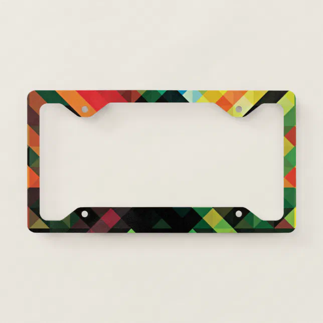 Colorful Geometric Mosaic Pattern License Plate Frame | Zazzle