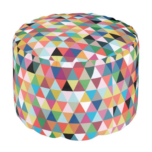 Colorful Geometric Patterned Round Pouf | Zazzle
