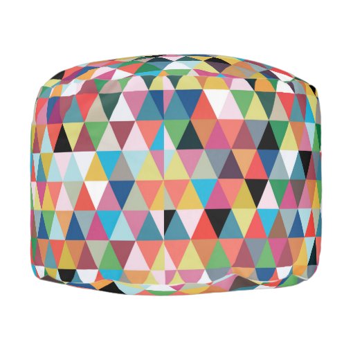 Colorful Geometric Patterned Round Pouf | Zazzle