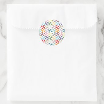 Colorful Geometric Pinwheel Classic Round Sticker | Zazzle