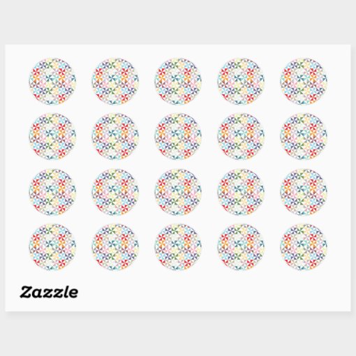 Colorful Geometric Pinwheel Classic Round Sticker | Zazzle
