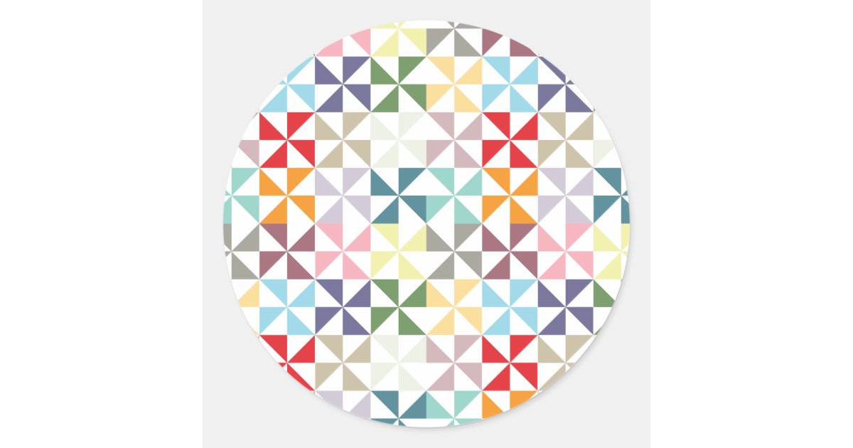 Colorful Geometric Pinwheel Classic Round Sticker | Zazzle
