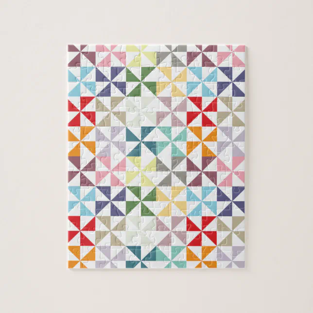 Colorful Geometric Pinwheel Jigsaw Puzzle | Zazzle