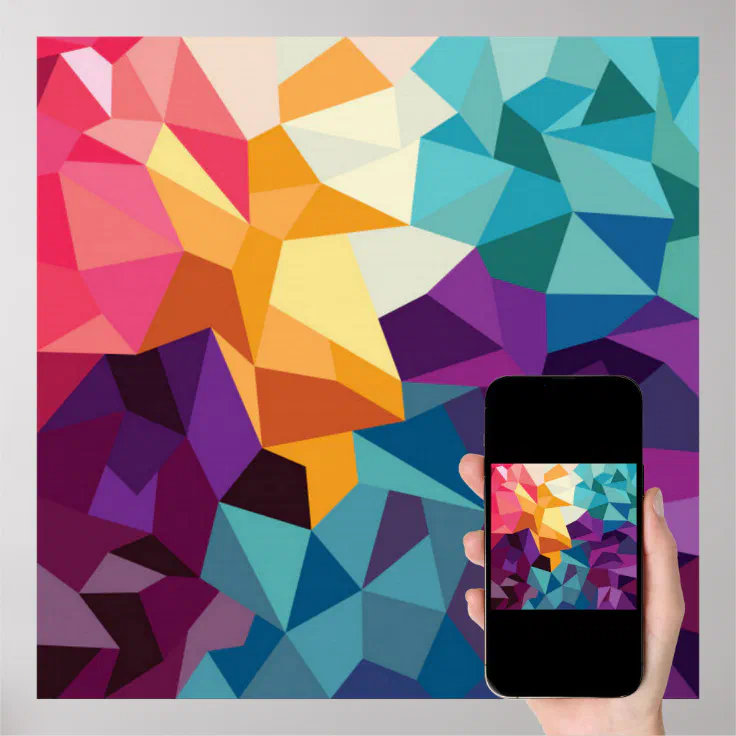 Colorful Geometric Poly Abstract Poster | Zazzle