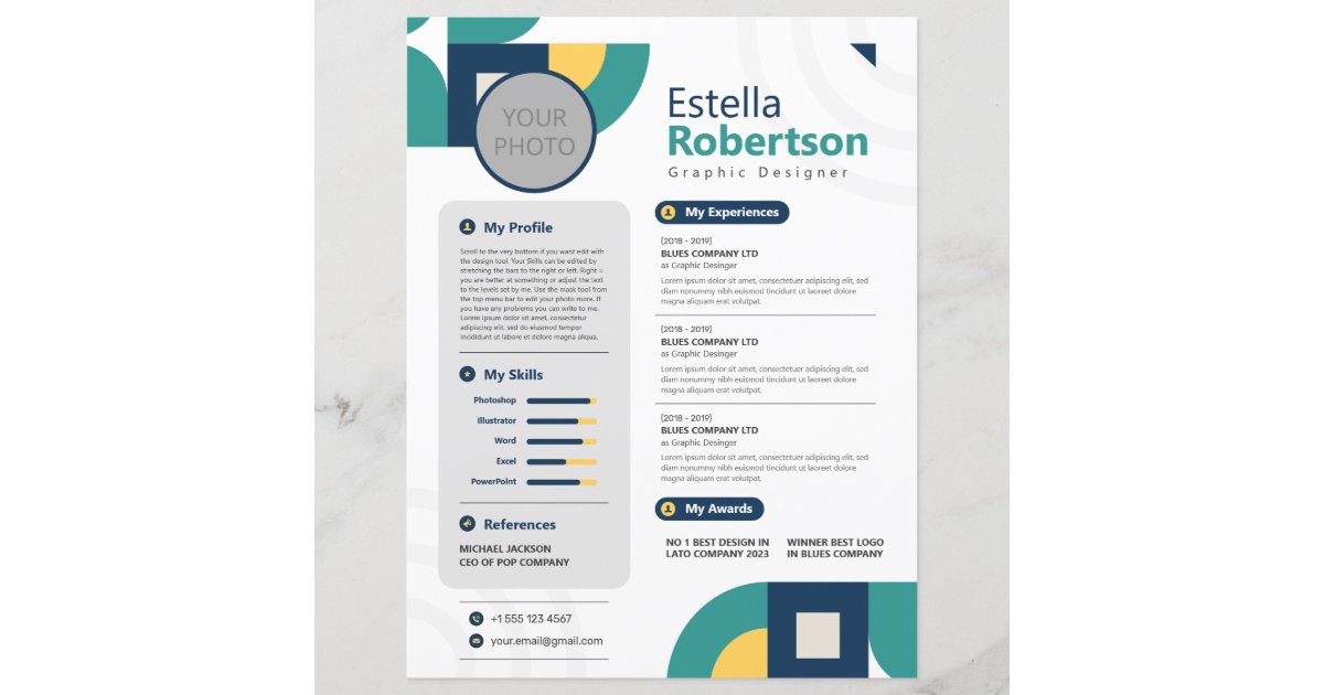 Colorful Geometric Resume, CV | Zazzle