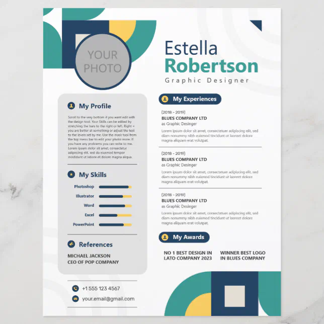 Colorful Geometric Resume, CV | Zazzle