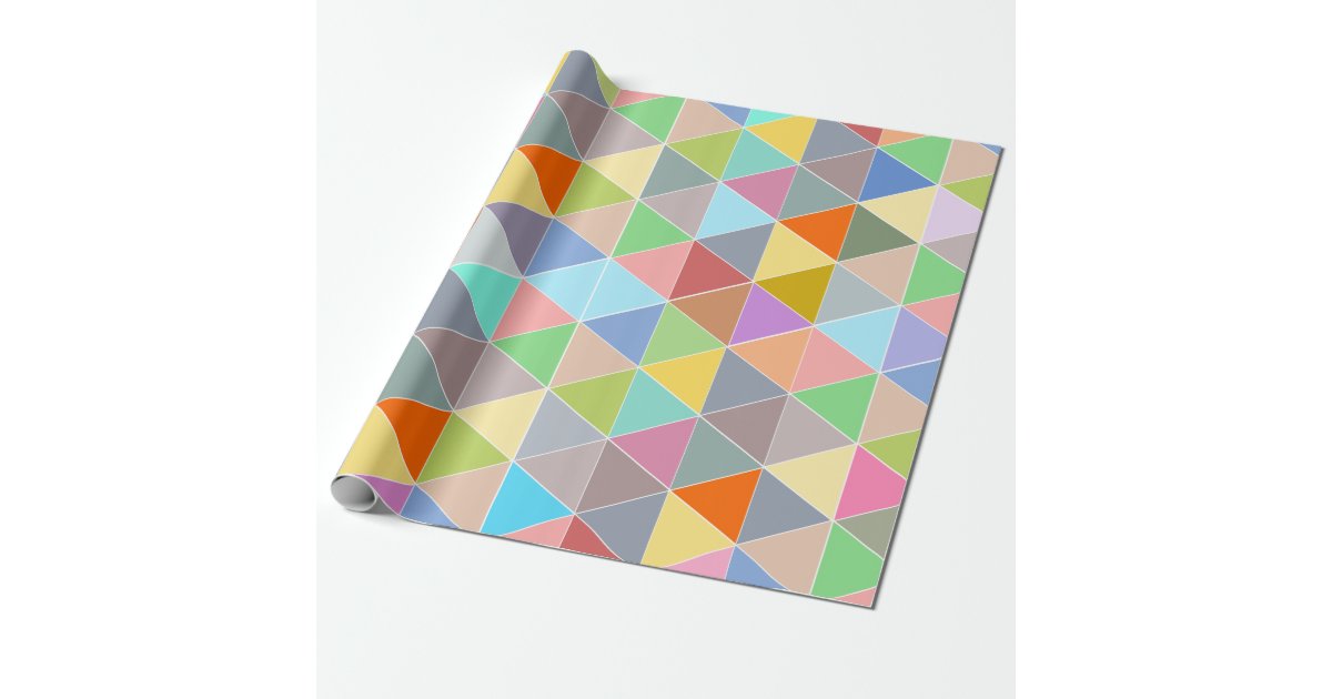 Colorful geometric traingle pattern wrapping paper | Zazzle