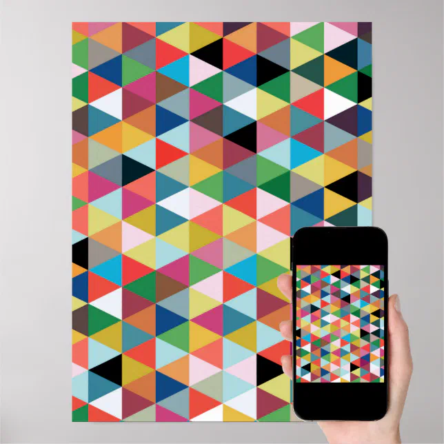 Colorful Geometric Triangle Patterned Poster | Zazzle