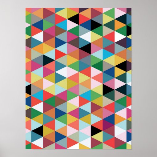 Colorful Geometric Triangle Patterned Poster | Zazzle