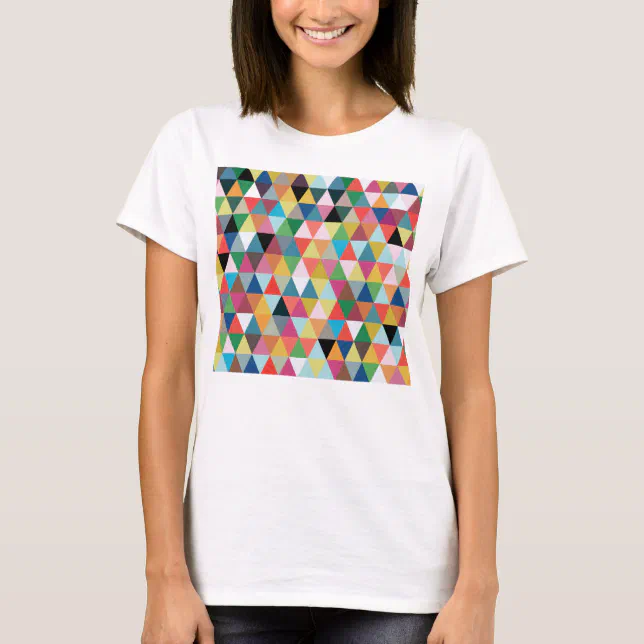 Colorful Geometric Triangle Patterned T-Shirt | Zazzle