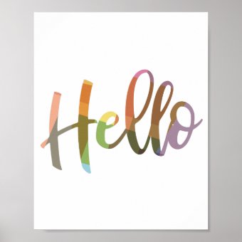 Colorful Geometric Word Art Typography Hello Poster | Zazzle