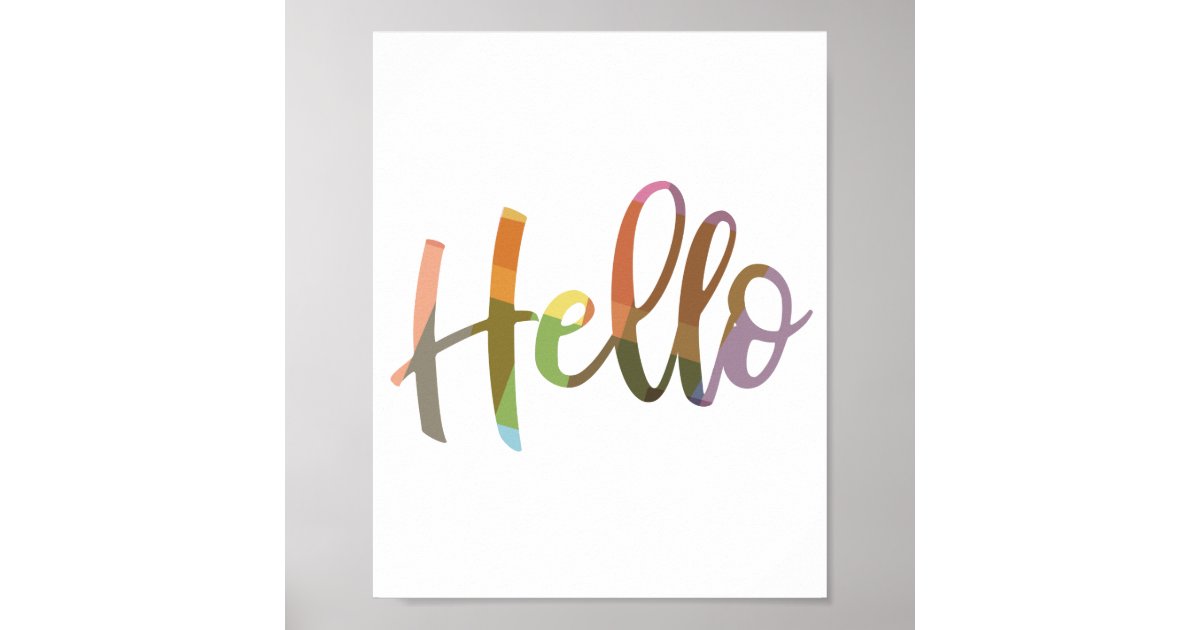 Colorful Geometric Word Art Typography Hello Poster | Zazzle